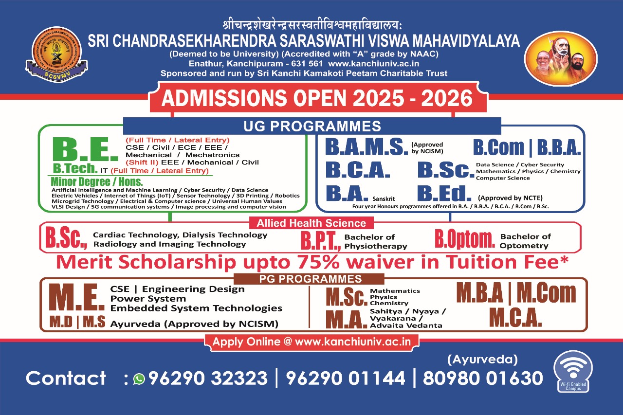 Admission 2024 - 25 - SCSVMV Deemed to be University