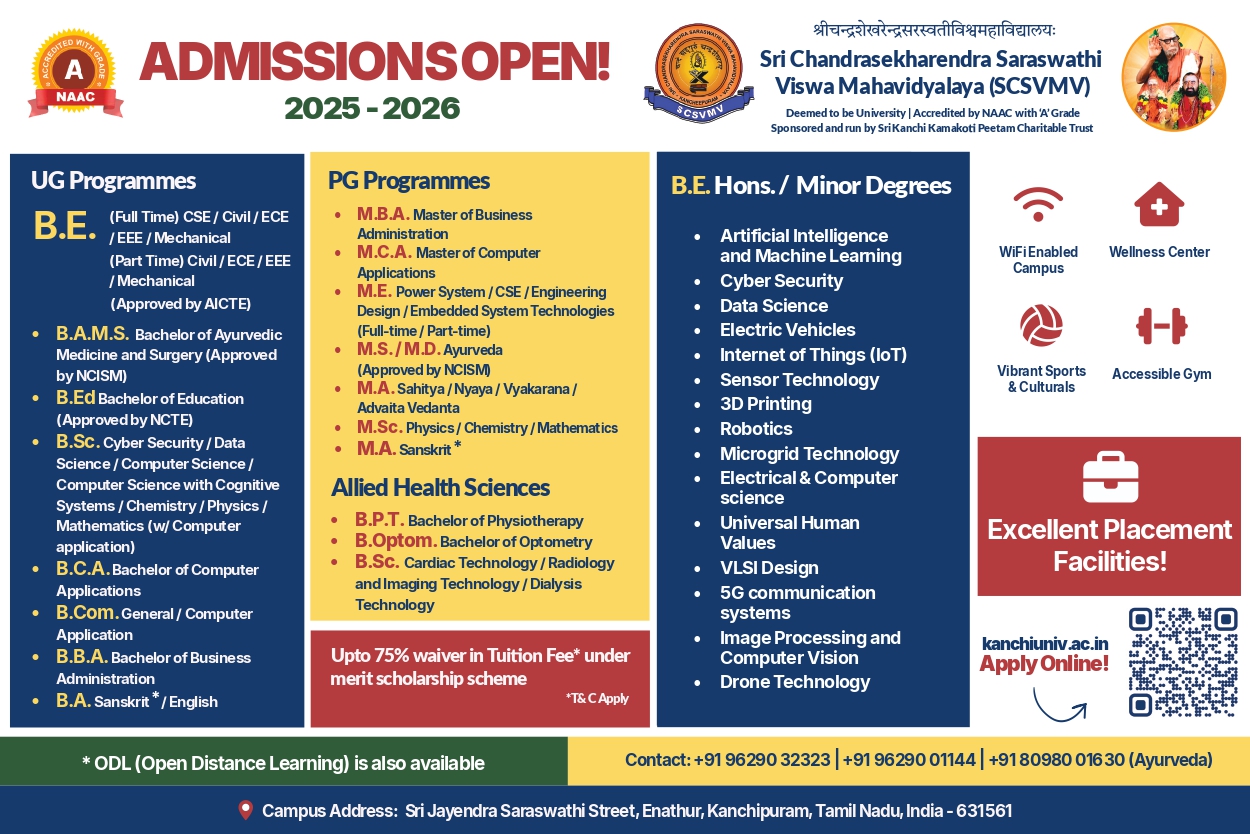 Admission 2025 - 26 - SCSVMV Deemed to be University