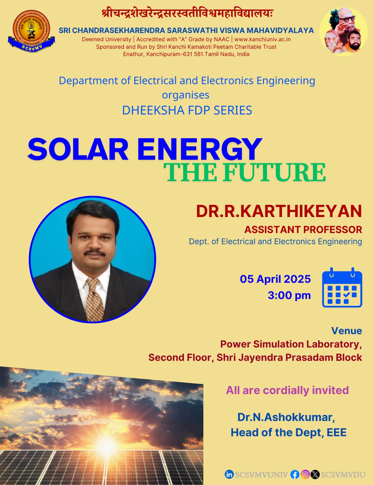 Dheeksha FDP series "Solat Energy-The future" - SCSVMV Deemed to be ...