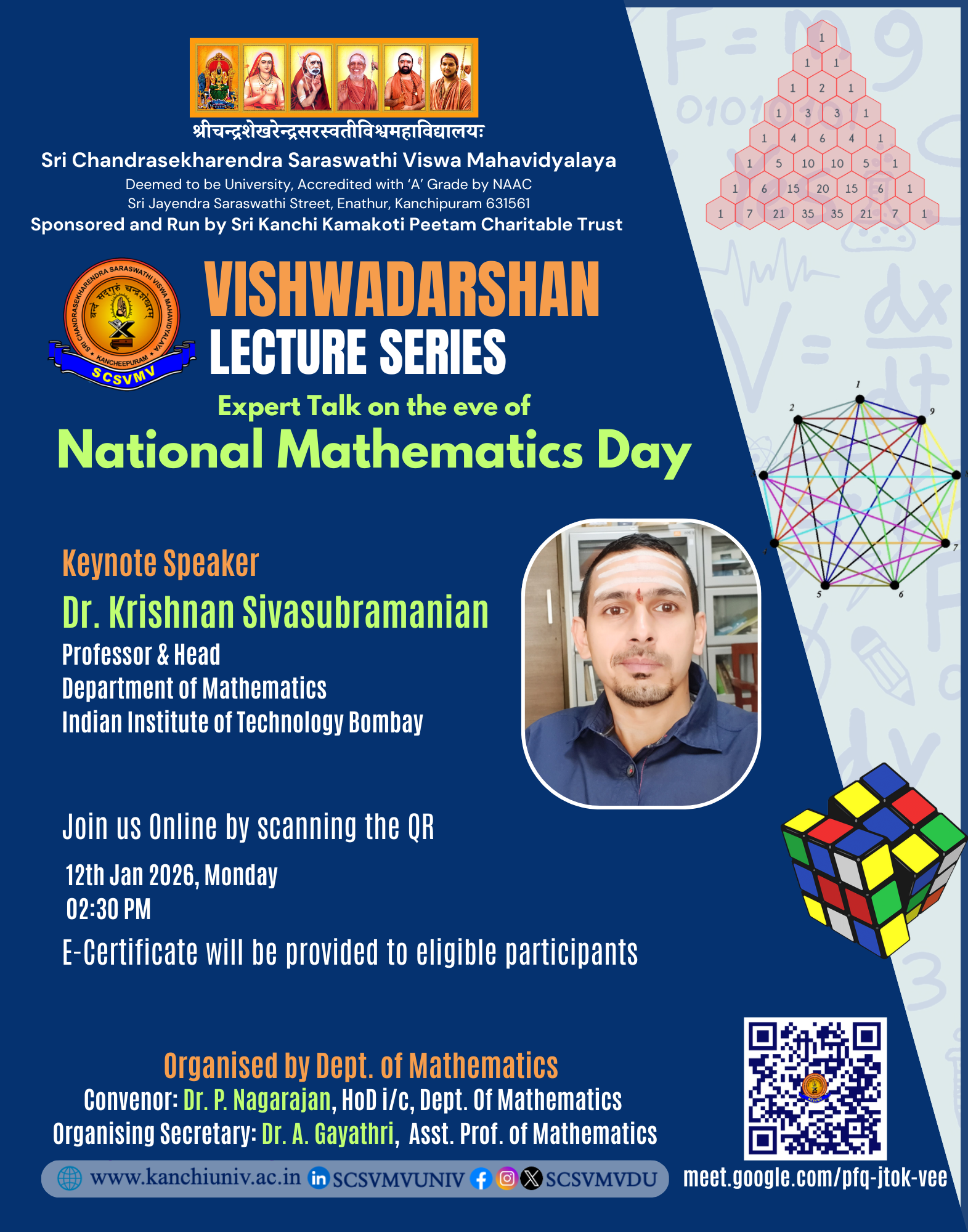 National Mathematics Day - Lecture Series - SCSVMV Deemed to be University